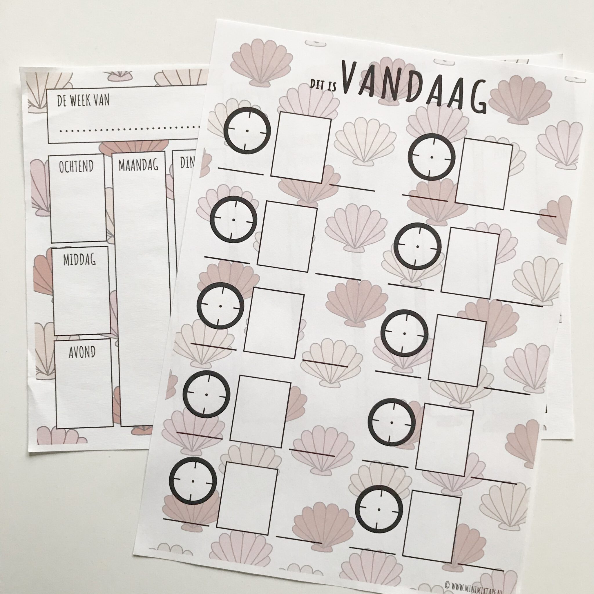 SHELL printable dagplanner voor peuters en kleuters + symbolen (directe ...